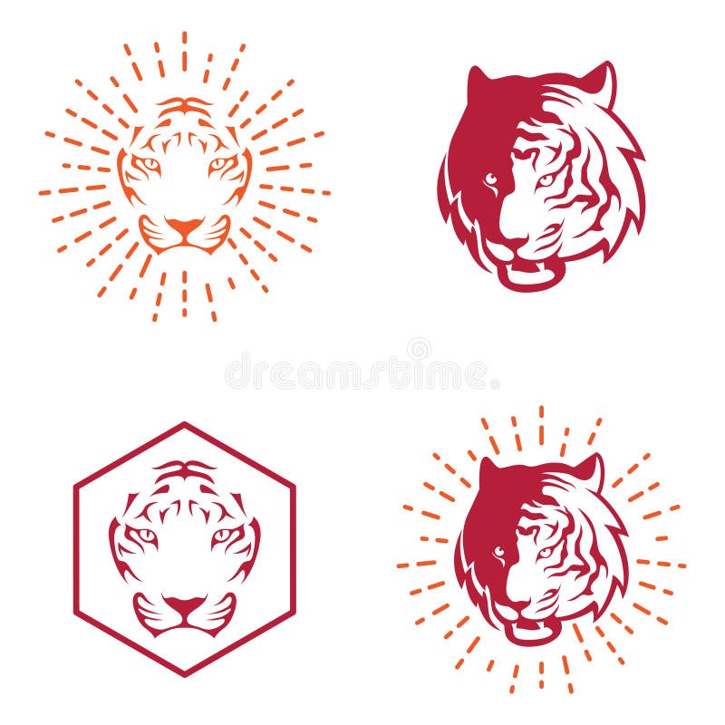 Tiger Simple Logo Template in Vintage Retro Style Stock Vector ...