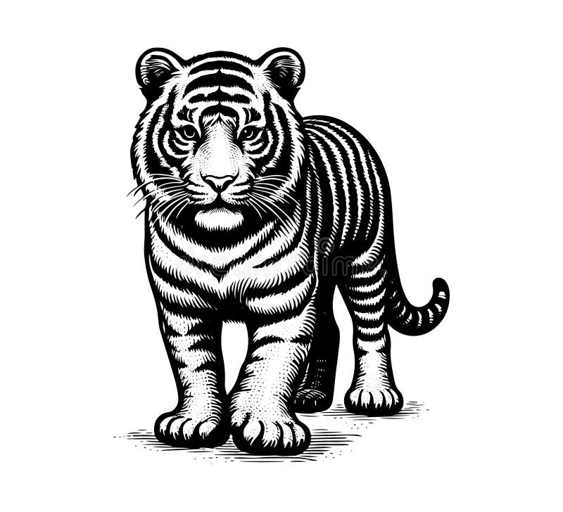 Tiger Simple Vintage Hand Drawn Vector Stock Illustration ...