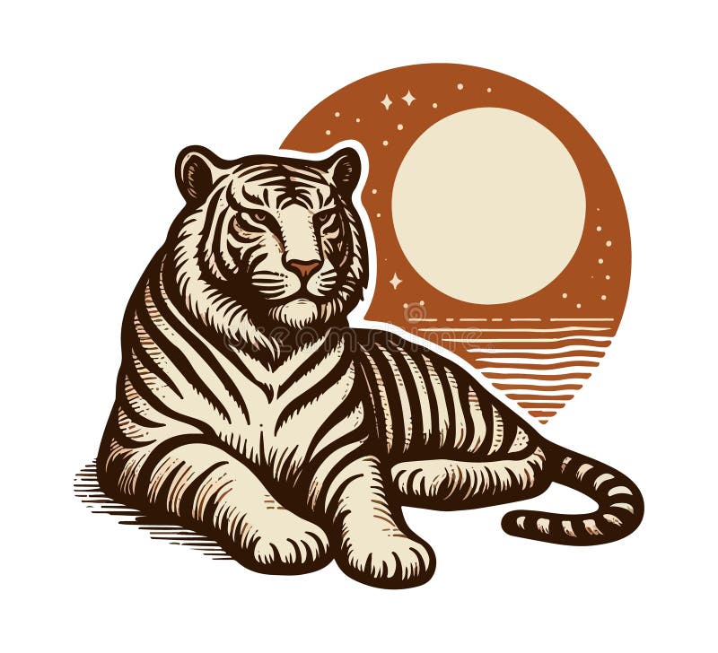 Tiger Simple Vintage Hand Drawn Vector Stock Illustration ...