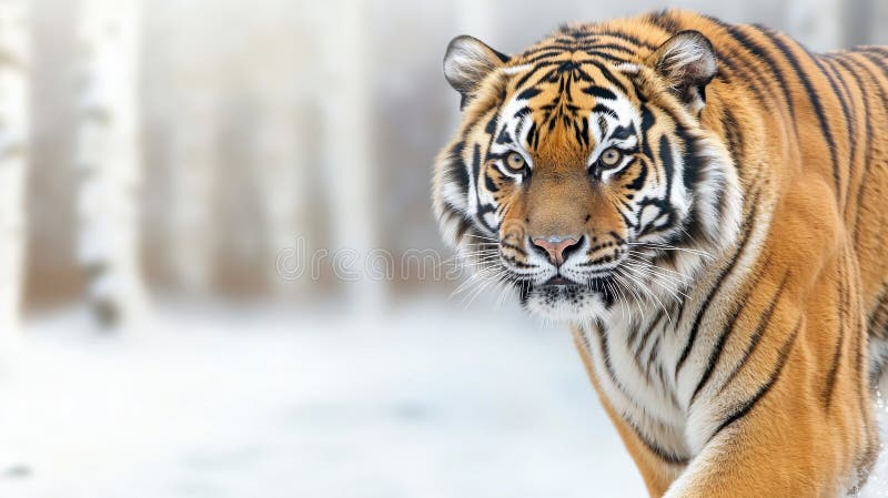 Tiger in Snowy Forest Setting. Majestic Predator in Natural Habitat ...