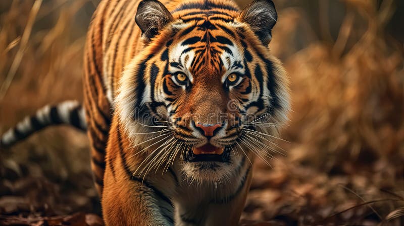 A Tiger is Standing in Front of a Wall. Stock Photo - Image of tiger ...