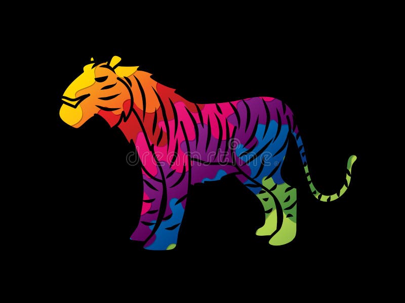 Tiger Standing Illustration Graphic Vector. Stock Vector - Illustration ...
