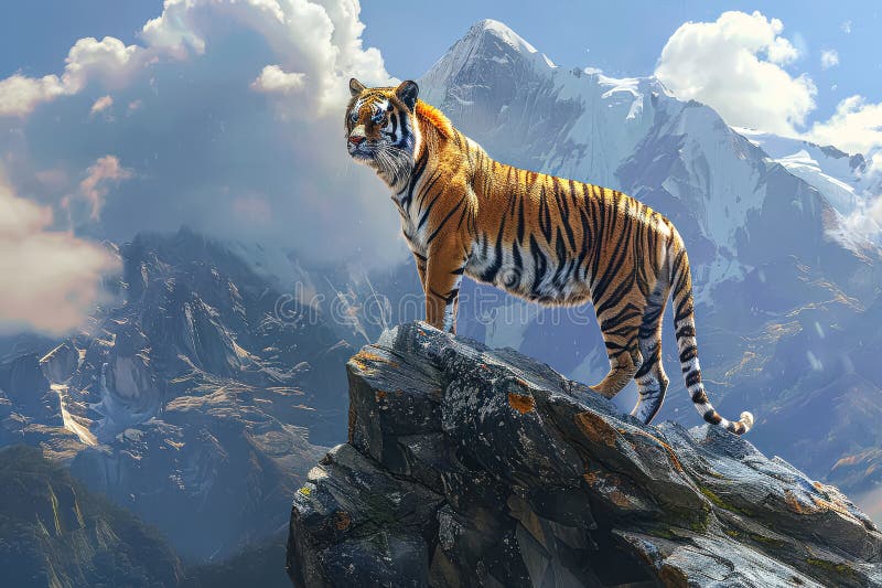 Tiger is Standing on a Mountain Top Stock Image - Image of asia ...