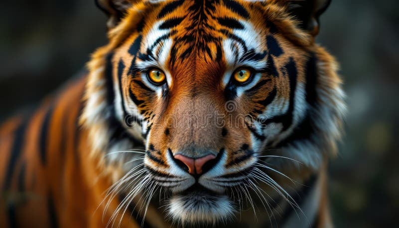 Tiger Staring Directly at Camera with Sharp Intensity Close Up Stock ...