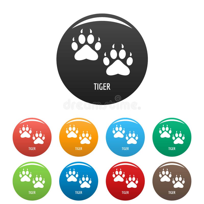 Tiger Step Icons Set Color Vector Stock Vector - Illustration of mascot ...