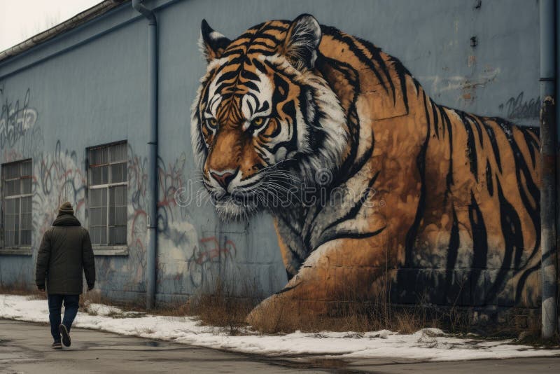 Tiger Street Art AI Generated Stock Illustration - Illustration of ...