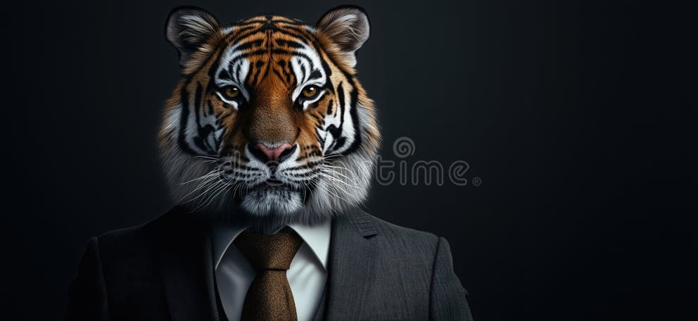 Tiger in a Suit Representing Power and Confidence in a Corporate ...