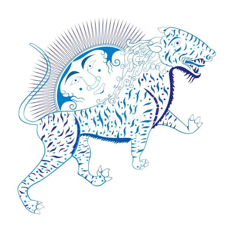 Tiger sun stock vector. Illustration of claws, rays, blue - 6072481