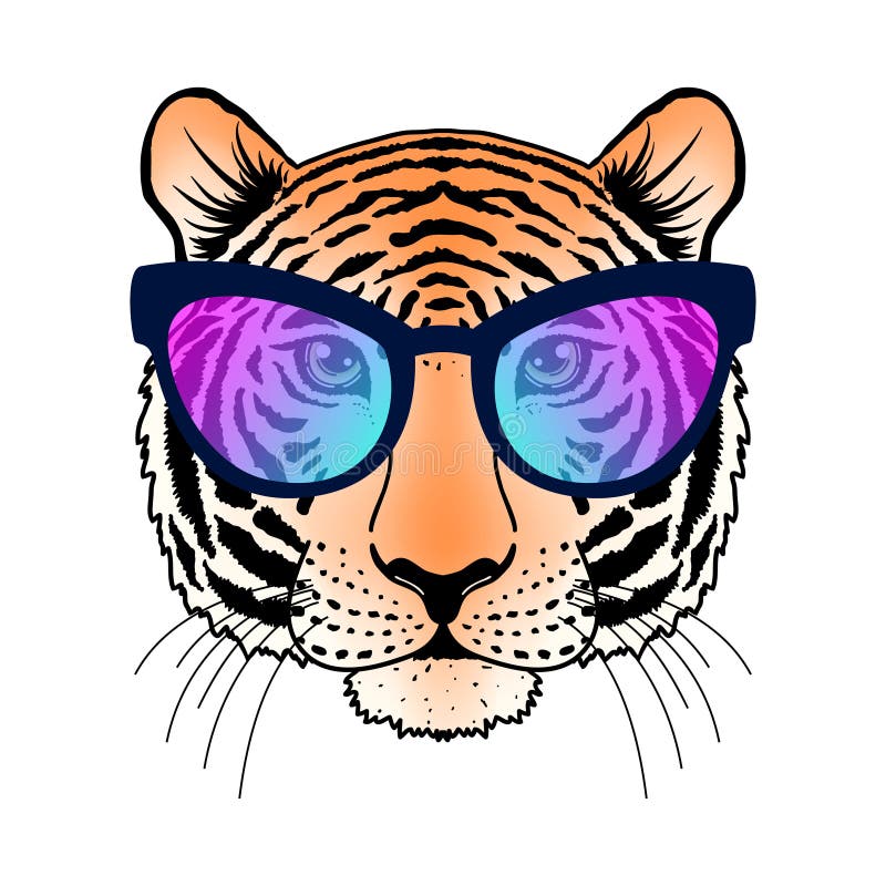 Tiger Head with Bitmap Effect Stock Vector - Illustration of element ...