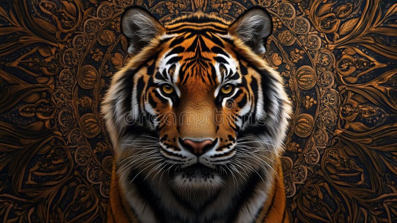 Tiger Superimposed on Intricate Mandala Pattern Stock Image - Image of ...