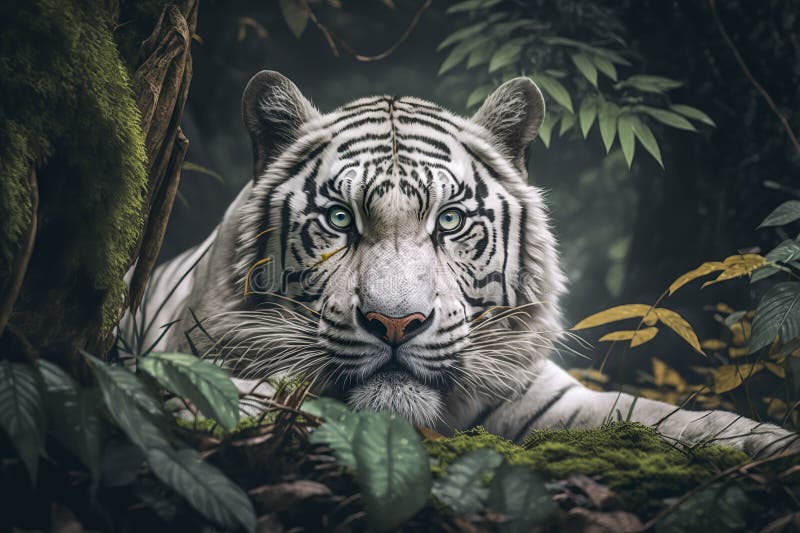 Tiger on a Tree Branch. Generative AI Stock Illustration - Illustration ...