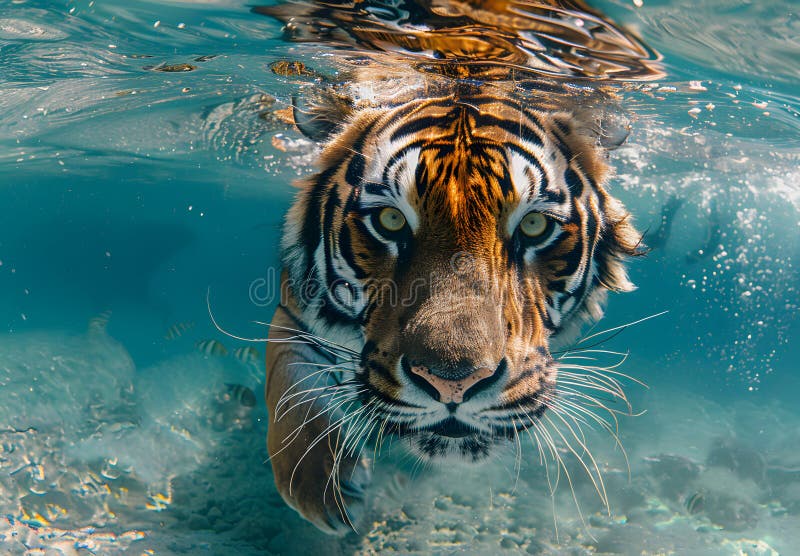 A tiger underwater stock image. Image of jungle, background - 320976543