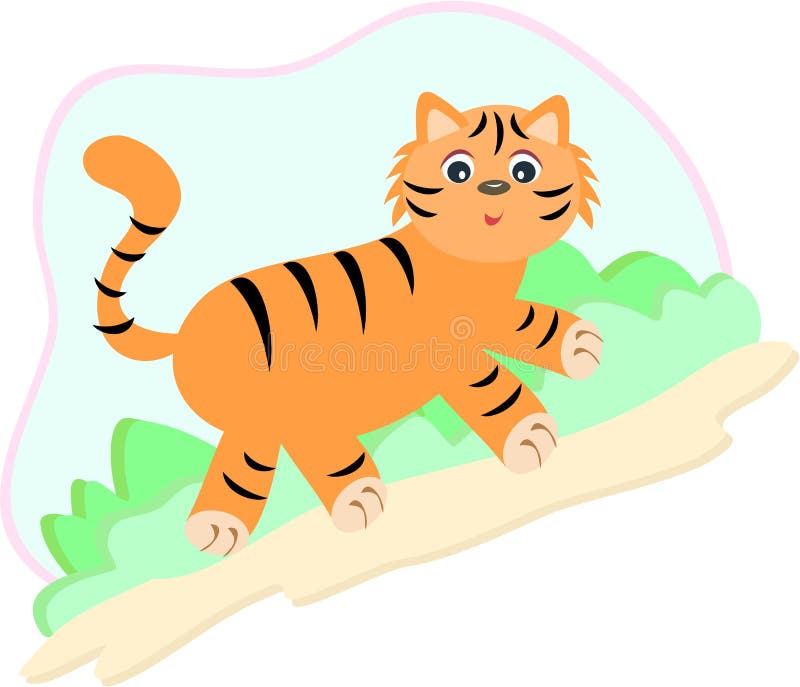 Tiger Walk stock vector. Illustration of vector, wildlife - 9546781