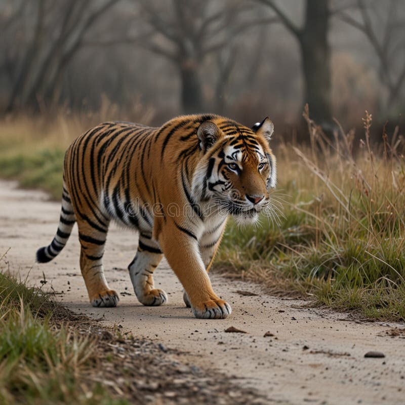 Tiger is walking picture stock illustration. Illustration of color ...