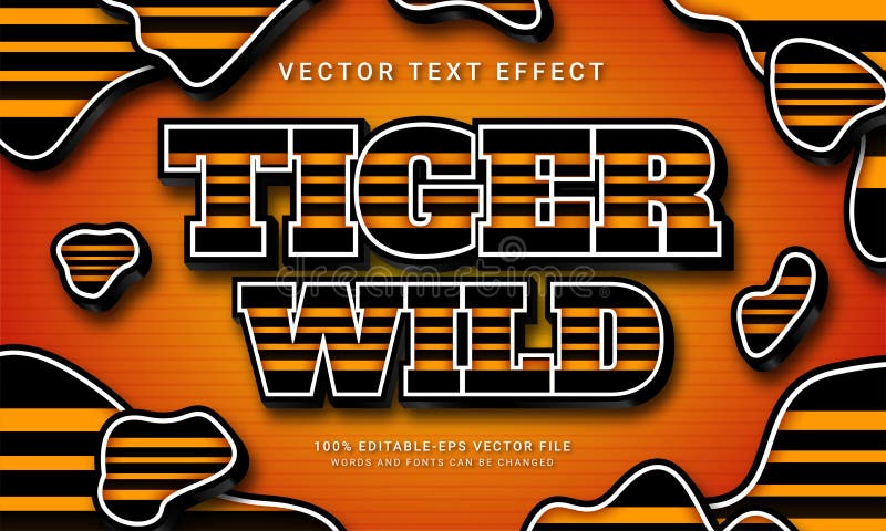 Tiger Wild 3d Text Style Effect Themed Animals Wild Life Stock Vector ...