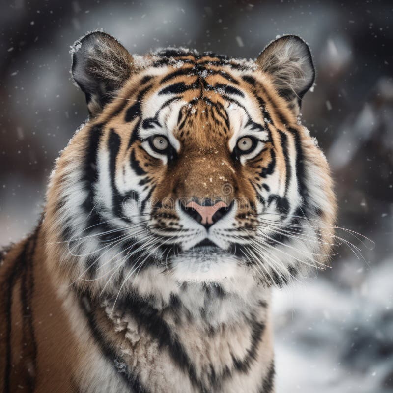 Tiger in Wild Winter Nature. Generative AI Stock Illustration ...
