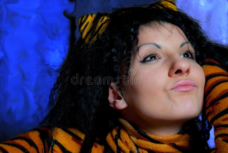 Tiger Woman, Fantasy Nature, Wildlife Stock Image - Image of standing ...