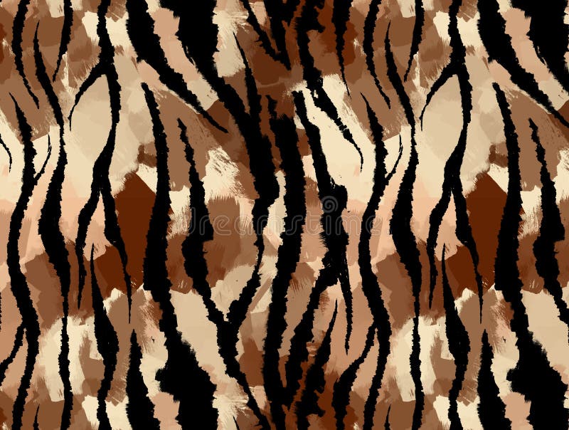 Tiger and Zebra Pattern in Paint Brush. Textile Print Pattern. Stock ...