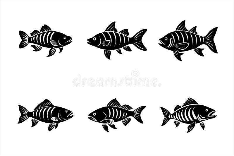 Black Silhouette Vector Illustration of a Tigerfish Stock Vector ...
