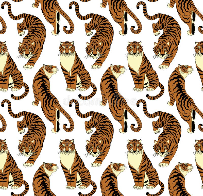 Tigers seamless pattern stock vector. Illustration of safari - 186011788