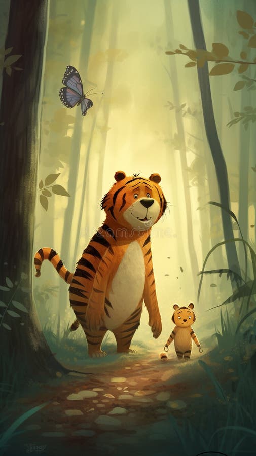 Tigers Walking through a Magical Forest. AI Generated Stock ...