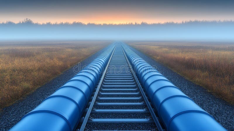 A Tight Passage between Blue Shipping Containers during a Rainy Day ...