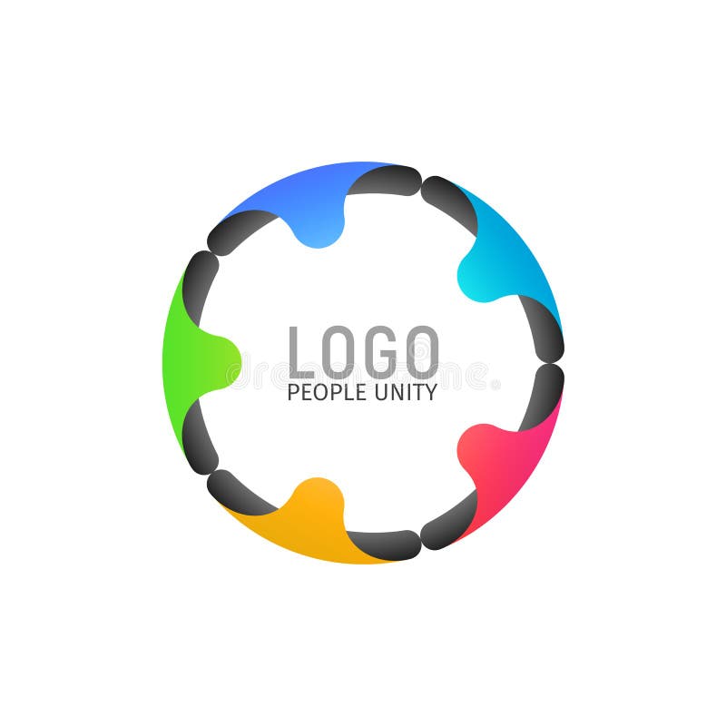 Tight Ring of People Isolated Logotype. Five People Holding Hands ...