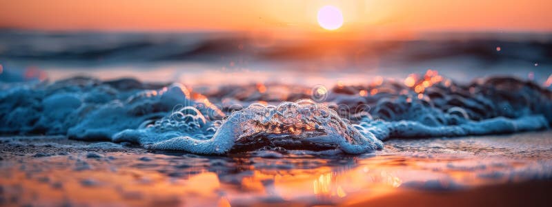 A Tight Shot of a Beachwave, Sun Behind, Ocean in Front Stock Image ...