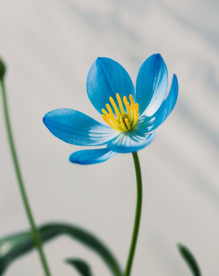 A Tight Shot of a Blue Bloom Featuring a Yellow Stamen at Its Core ...