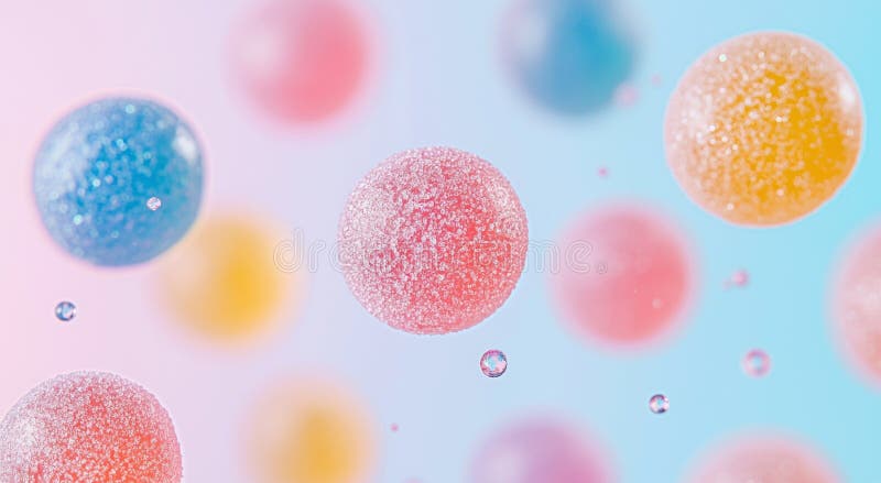 A Tight Shot of Bright, Glossy, Round Candies Arranged in a Line. Stock ...