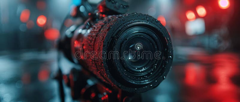 A Tight Shot of a Camera Lens on a Tripod, Surrounded by a Hazy ...