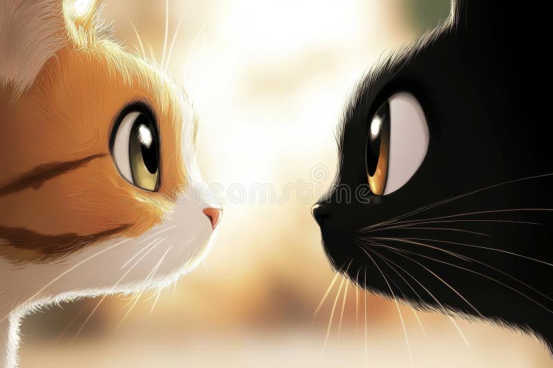 A Tight Shot of a Cat S Face with a Fuzzy Backdrop of Another Cat S ...