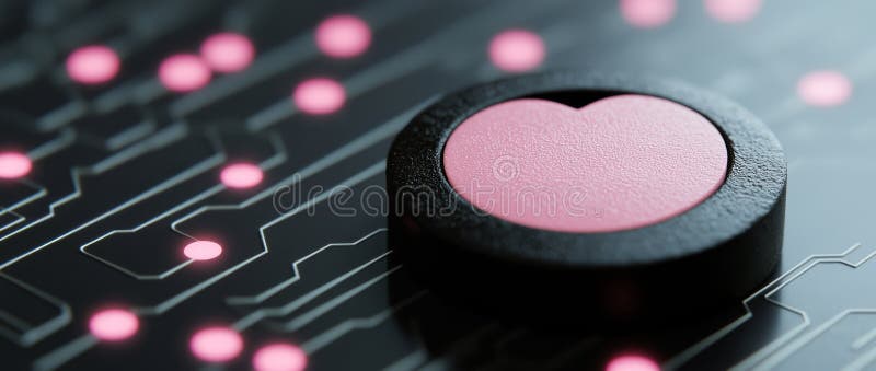 A Tight Shot of a Contemporary Tech Button Adorned with a Shining Pink ...