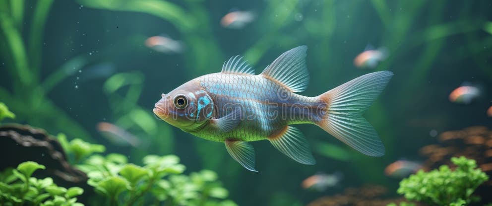 A Tight Shot of a Fish Swimming in Water Teeming with Algae and Various ...