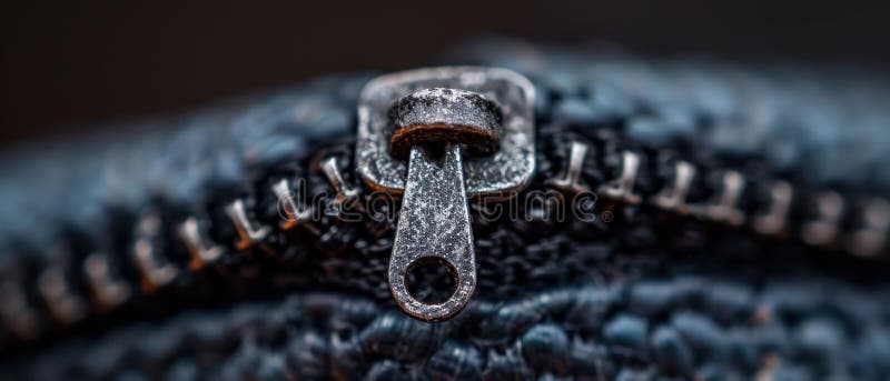 A Tight Shot of Jeans Zipper, Displaying a Metal Hook on Its Side Stock ...