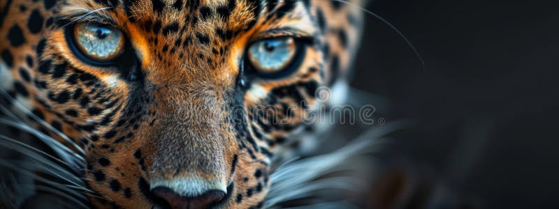 A Tight Shot of a Leopard S Face, Its Blue Eyes Hazy and Out of Focus ...