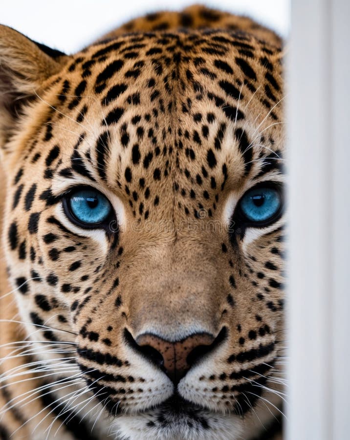 A Tight Shot of a Leopard S Face Revealing Its Blue Eyes. Stock Image ...