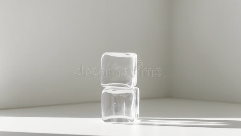 A Tight Shot of One Ice Cube Atop Another. Stock Image - Image of cream ...