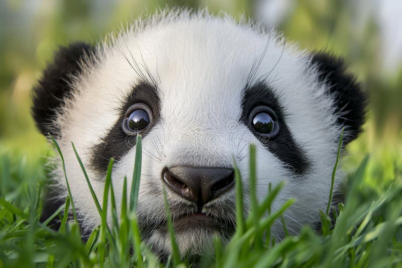 A Tight Shot of a Panda Bearing an Expression of Surprise As it Gazes ...