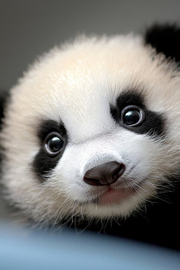 A Tight Shot of a Panda S Face with Its Distinctive Black-and-white ...
