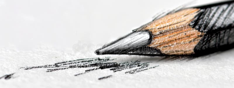 A Tight Shot of a Pencil Point Inching Paper, Tip Protruding Stock ...