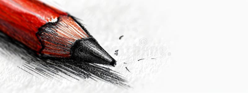 A Tight Shot of a Pencil Point Protruding from a Sheet of Paper Stock ...