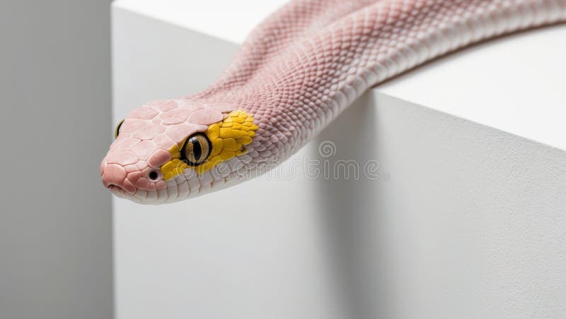 A Tight Shot of a Pink Snake S Head Featuring a Yellow Marking on Its ...