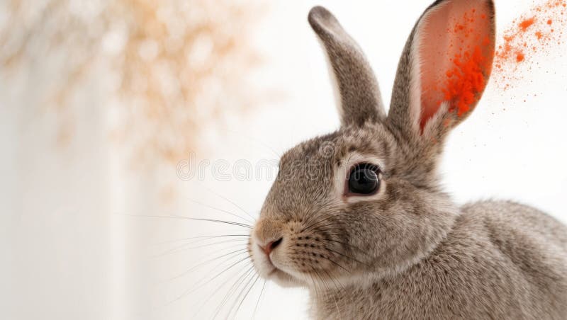 A Tight Shot of a Rabbit S Face with Orange and Red Dust Emanating from ...