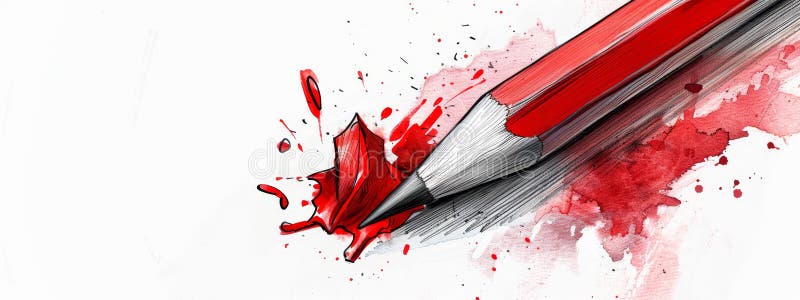 A Tight Shot of a Red and Black Pen Against a White Backdrop, with Ink ...