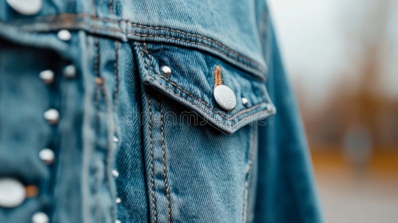 A Tight Shot of Someone in a Denim Jacket, Showcasing Buttons Down Its ...