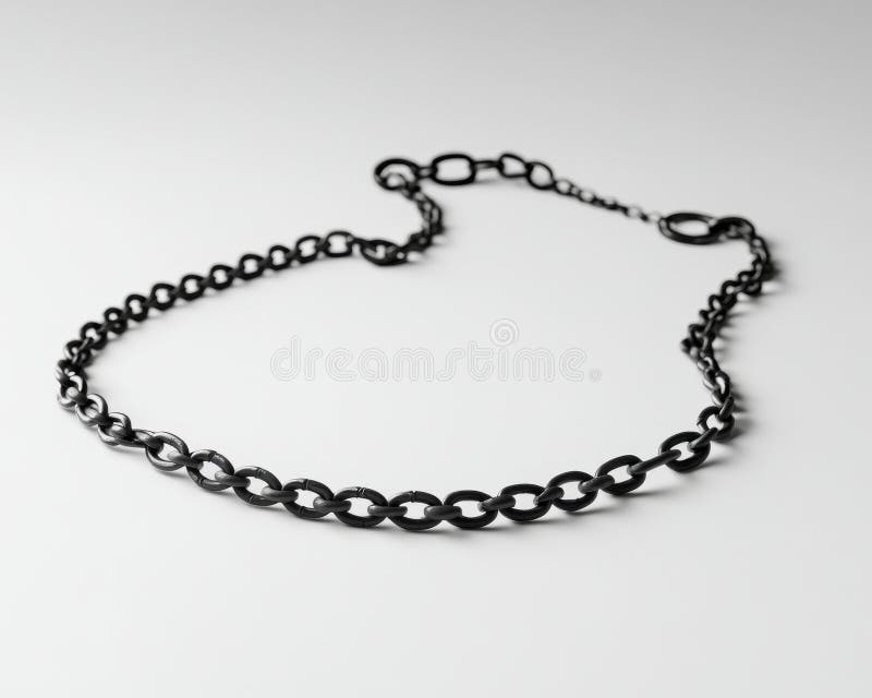 A Tight Shot of a Strong Black Metal Chain on a White Surface Stock ...