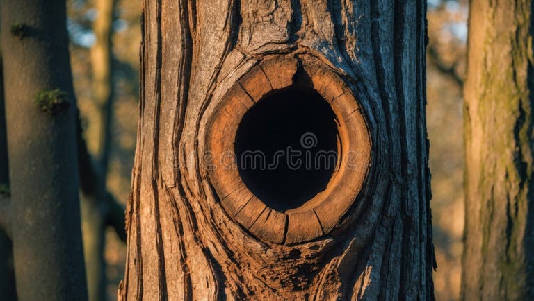 A Tight Shot of a Tree Trunk Displaying a Central Hollow. Stock Photo ...