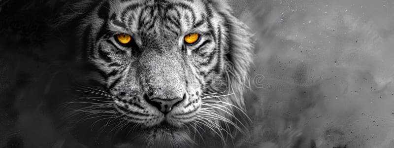 A Tight Shot of a White Tiger S Face with a Yellow Glow in One Eye ...