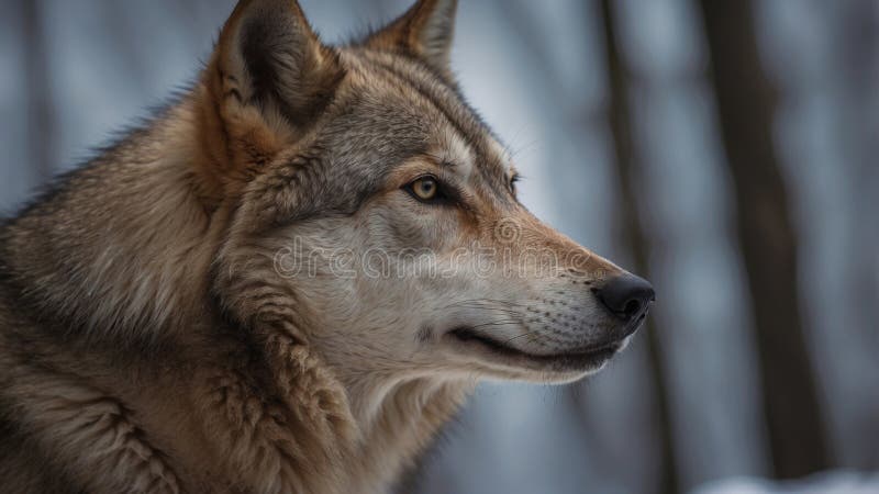 A Tight Shot of a Wolf& X27;s Face with a Blurred Background. Stock ...